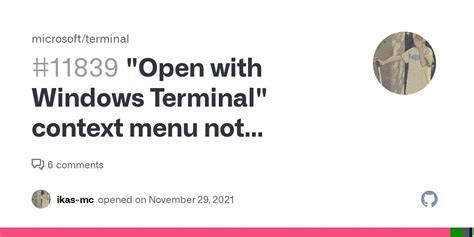 open with windows terminal context menu option missing after updated to