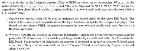We Wish To Display On The 7 Segment Displays HEX3 To Chegg Com
