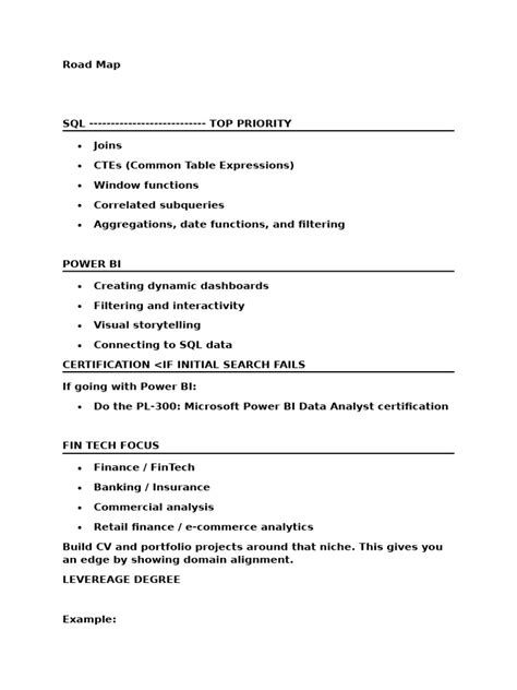 Data Analysis Road Map And Skills Pdf