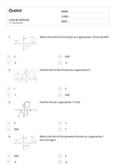 50 Limits And Continuity Worksheets For 10th Class On Quizizz Free