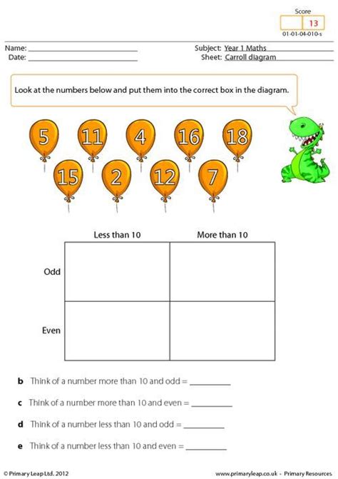 Uk Data Carroll Diagram Worksheet Carroll Diagram
