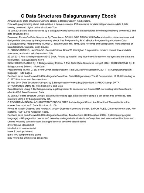 C Data Structures Balaguruswamy Ebook Pdf