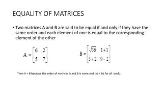 MATIX AND TYPES OF MATRIX PPTX Physics Science