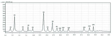 Chromatogram Showing Retention Times For Identified Phenolic Compounds