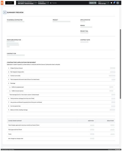 View The Summary Preview For A Subcontractor Invoice Procore