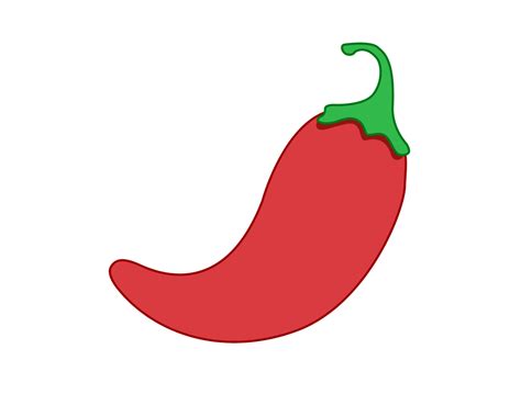 Red Curled Mexican Chili Pepper Flat Icon With Green Stem 53391085 Png