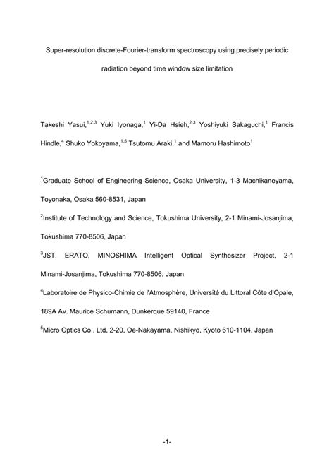 Pdf Super Resolution Discrete Fourier Transform Spectroscopy Using Precisely Periodic