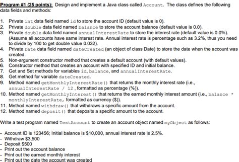 Program 1 25 Points Design And Implement A Java