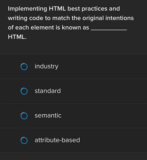 Solved Implementing Html Best Practices And Writing Code To