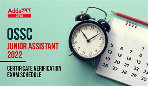 OSSC Junior Assistant Certificate Verification Exam Date