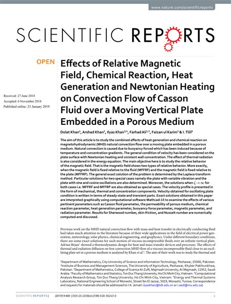 Pdf Effects Of Relative Magnetic Field Chemical Reaction Heat