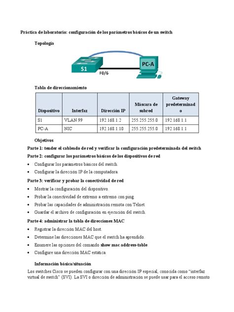 2116 Lab Configuring Basic Switch Settings Pdf Dirección Ip