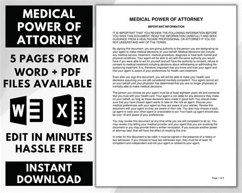 Medical Power Of Attorney Medical Power Of Attorney Mpoa Form