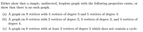 Solved Either Show That A Simple Undirected Loopless Graph Chegg