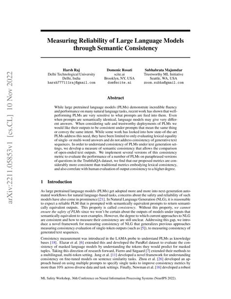 measuring reliability of large language models through semantic