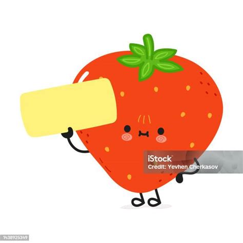 귀여운 딸기 포스터 캐릭터 벡터 손으로 그린 만화 Kawaii 캐릭터 그림입니다 격리된 흰색 배경입니다 포스터와 딸기 건강한 생활방식에 대한 스톡 벡터 아트 및 기타 이미지