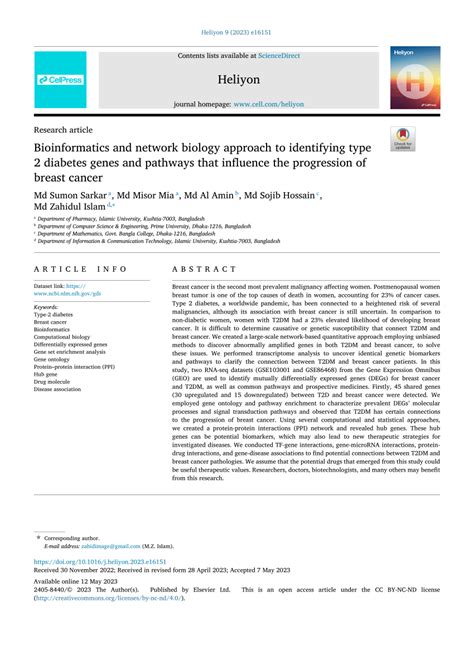 Pdf Bioinformatics And Network Biology Approach To Identifying Type 2 Diabetes Genes And
