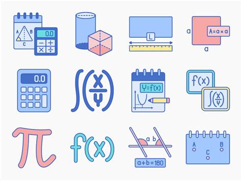 Math Mathematics Icon Set Flat Icons Math Design Math Clipart Mathematics