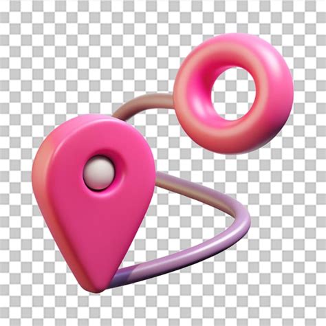 3d route location line with pin icon concept of path or road locator