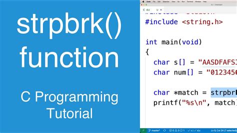 Strpbrk Function C Programming Tutorial Youtube