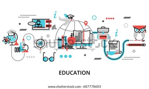 Modern Flat Thin Line Design Vector Stock Vector Royalty Free 687778603 Shutterstock