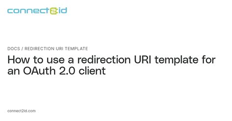 Redirection Uri Template · Docs · Connect2id