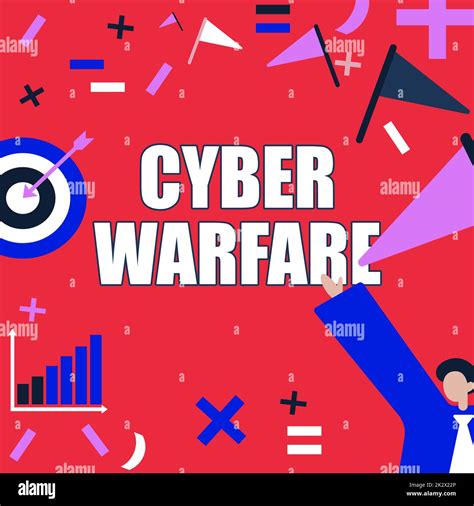 Conceptual Display Cyber Warfare Business Idea Virtual War Hackers