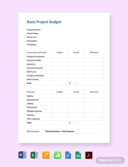 17 Project Budget Templates Docs PDF Excel