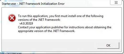 Starter Exe NET Framework Initialization Error Techyv