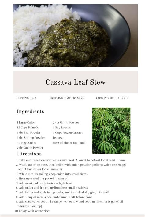 Hako Bantara Cassava Leaf Stew African Food African Recipes Nigerian Food West African Food