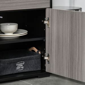 HOMCOM Push Open Side Cabinet With 2 Drawers And Door
