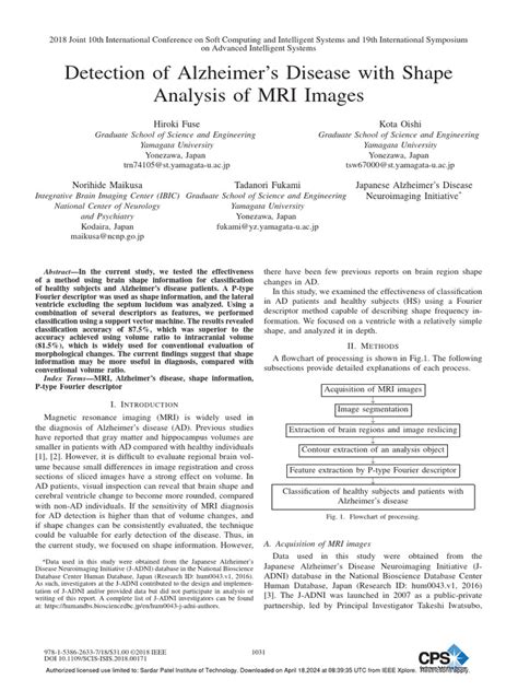 Detection Of Alzheimers Disease With Shape Analysis Of Mri Images Pdf Neuroimaging
