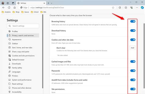 Auto Clear Browsing Data In Microsoft Edge Geek Rewind