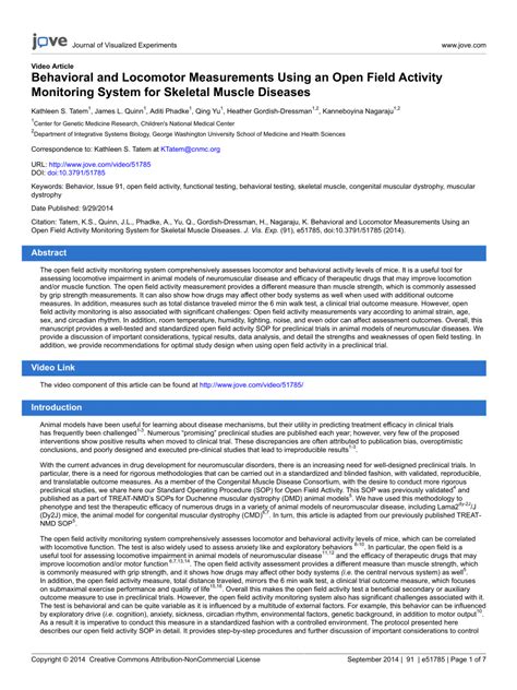 Pdf Behavioral And Locomotor Measurements Using An Open Field Activity Monitoring System For