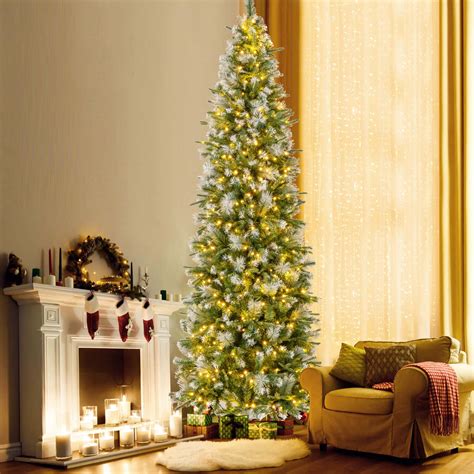 Costway 9 Ft Pre Lit Artificial Christmas Tree With 1228 Frosted Tips