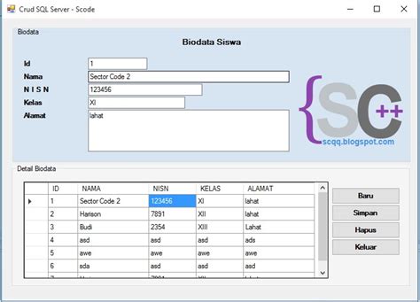 Crud Vbnet Createreadupdatedelete Database Sql Server Kode Ajaib