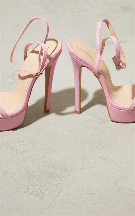 Pink Pu Platform Strappy High Heels Footwear Prettylittlething