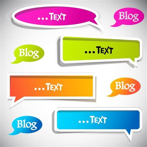 연설 거품 스티커 템플릿 반짝이 색된 평면 종이 컷 Eps Uidownload