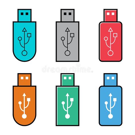 一套usb图标技术连接设备标志电子便携式符号矢量插图媒体 向量例证 插画 包括有 设置 驱动器 344196627