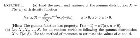 Solved Exercise 1 A Find The Mean And Variance Of The