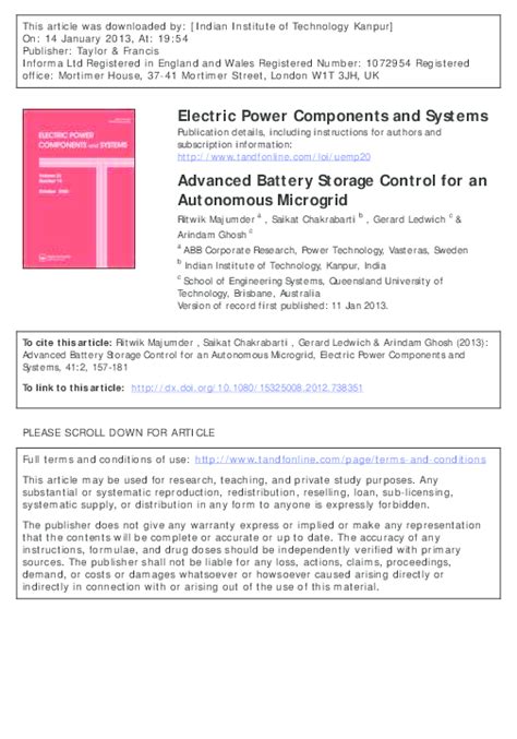 Pdf Advanced Battery Storage Control For An Autonomous Microgrid