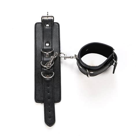 Pu Leather Bondage Hog Tie Wrist And Ankle Cuffs Set With Cross Band Handcuffs Role Play Toy