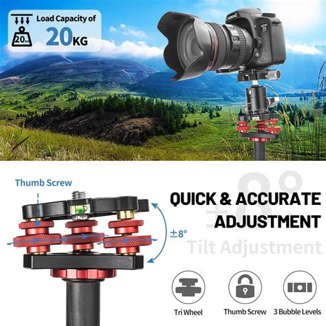 Getuscart Cavix Camera Leveler Tripod Leveling Base Tri Wheel Head For Macro Photography