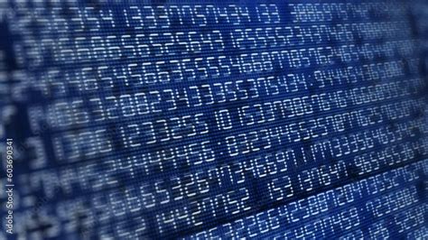 Moving And Changing Numbers On An Electronic Digital Display With Pixels Blue Screen Animation