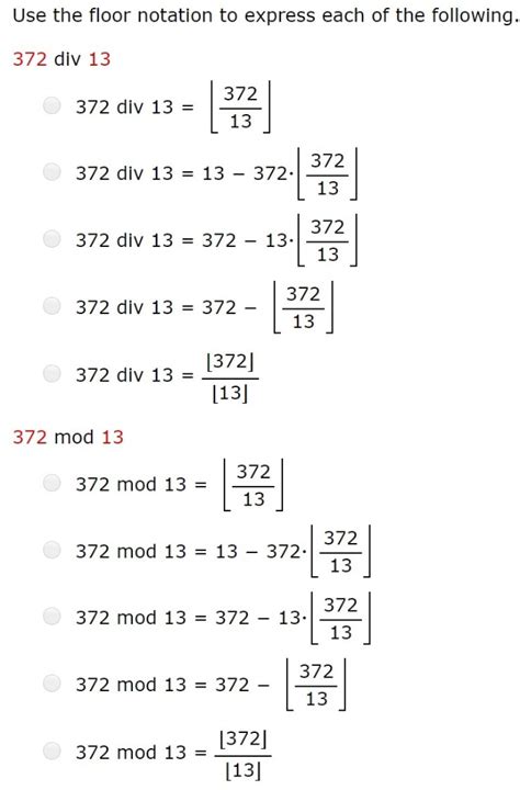 Solved Use The Floor Notation To Express Each Of The