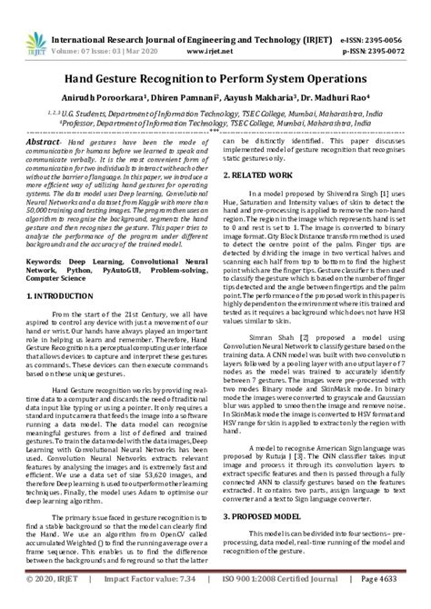 Pdf Hand Gesture Recognition To Perform System Operations