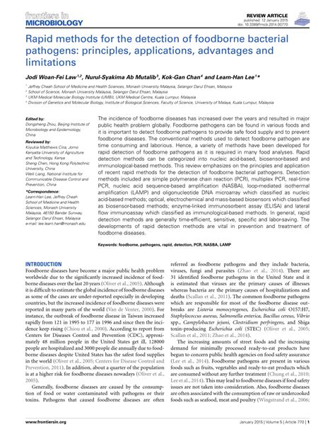 Pdf Rapid Methods For The Detection Of Foodborne Bacterial Pathogens Principles Applications