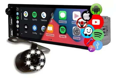 Kit Multimídia Radio 1din Universal Android Carplay Gps Usb