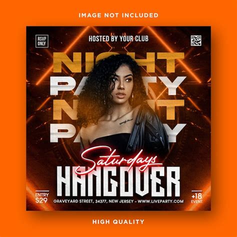 나이트 클럽 파티 전단지 템플릿 Dj 음악 포스터 디자인 프리미엄 Psd 파일