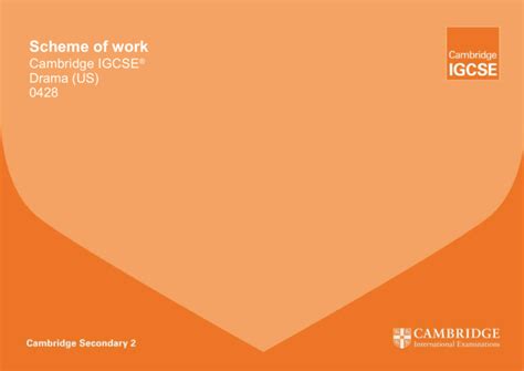 Scheme Of Work Cambridge Igcse Drama Us